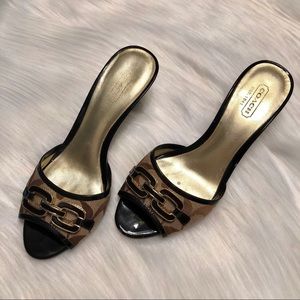 Coach | Shoes | Coach Signature Monogram Slip On Heels | Poshmark